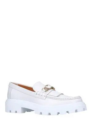TOD'S Leather Gomma Frangia Loafers - White