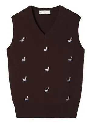 Tory Burch Cashmere Birdie Sweater Vest - Dark Winterberry