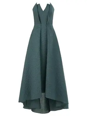 Theia Imogen Strapless High-low Jacquard Gown - Pine