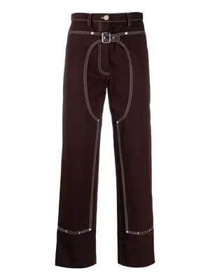 Stella McCartney Contrast Stitch Straight-leg Trousers - Brown