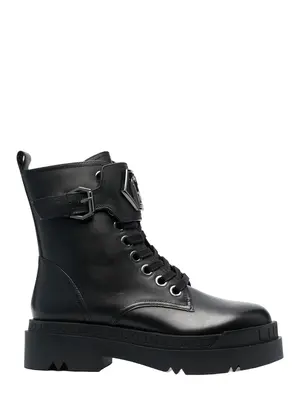 Liu Jo Logo-plaque Combat Boots - Black