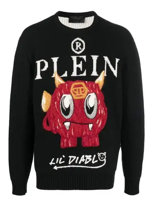 Philipp Plein Embroidered-motif Crew-neck Jumper - Black
