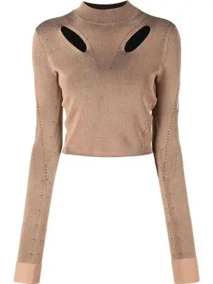 DION LEE Cut-out Cropped Sweater - Brown