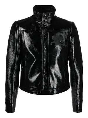 COURREGES Logo-patch Faux Leather Jacket - Black