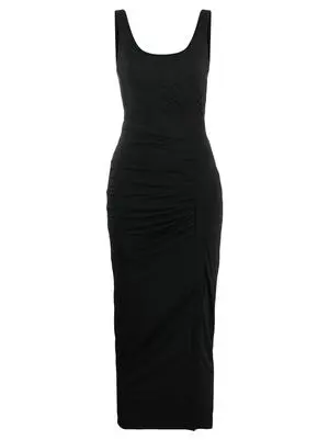 Helmut Lang Draped Slit-detail Midi Dress - Black
