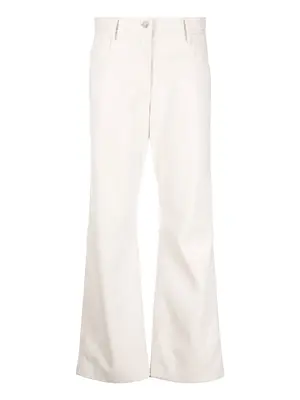 MSGM High-waisted Faux-leather Trousers - Neutrals