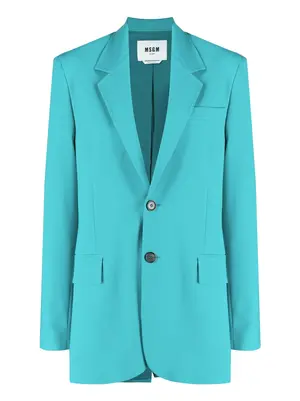 MSGM Notched Lapels Single-breasted Blazer - Blue