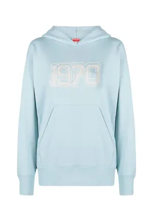 Kenzo Graphic-print Cotton Hoodie - Blue