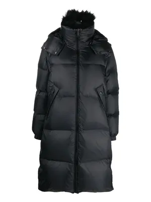 YVES SALOMON Lambswool Collar Down Coat - Black
