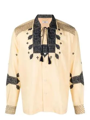 BODE Eastern Mosaic Cotton Shirt - Neutrals
