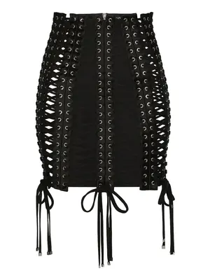 Dolce & Gabbana Eyelet-embellished Miniskirt - Black