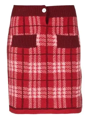 BARRIE Knitted Check-print Miniskirt - Red