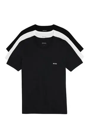 BOSS Classic Cotton Regular Fit Logo Crewneck Tees, Pack Of 3 - Open Miscellaneous