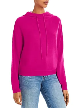 Aqua Cashmere Drop Shoulder Hoodie Neon Pink