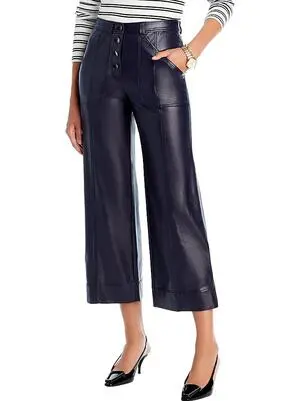 Cinq À Sept Benji Faux Leather Cropped Pants - Navy
