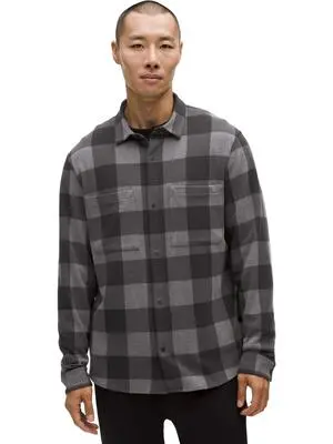 Lululemon Soft Knit Overshirt - Check Plaid Black Heathered Graphite Grey