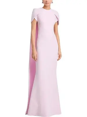 Safiyaa Ginkgo Cape Overlay Gown - Lilac Snow