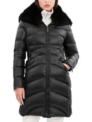 Dawn Levy Cloe Shearling Hooded Quilted Coat - Black