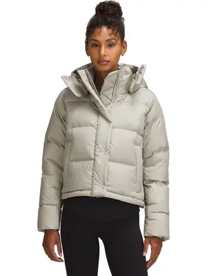 Lululemon Wunder Puff Cropped Down-Filled Jacket Heathered Raw Linen