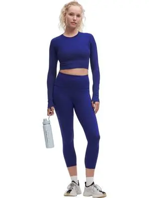 Lululemon Lululemon Wunder Train High-Rise Crop With Pockets 23" Deep Sea Blue