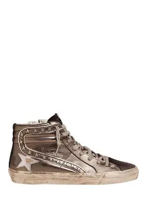 GOLDEN GOOSE Golden Goose Laminated Star Slide Sneakers Black Silver