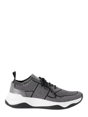 Berluti Shadow Venezia Leather-trimmed Sneakers - Gray