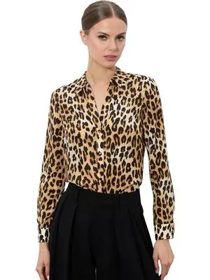 Alice + Olivia Eloise Leopard Print Button Down - Red