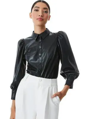 Alice + Olivia Nadine Vegan Blouse - Black