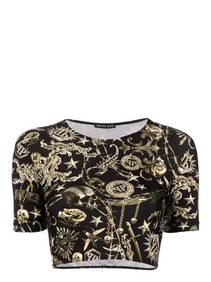 Philipp Plein Graphic-print Cropped T-shirt - Black