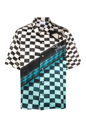 BLUE SKY INN Embroidered-logo Checked Shirt - Black