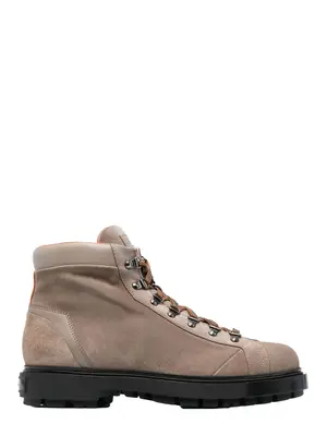 Santoni Leather Lace-up Boots - Neutrals