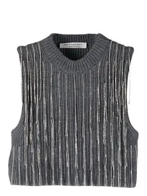 Philosophy Di Lorenzo Serafini Crystal Embellished Knit Vest - Grey