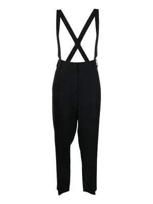 Brunello Cucinelli Cropped Brace-detail Trousers - Black