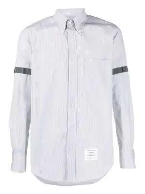 Thom Browne Grosgrain-armband Cotton Shirt - Grey