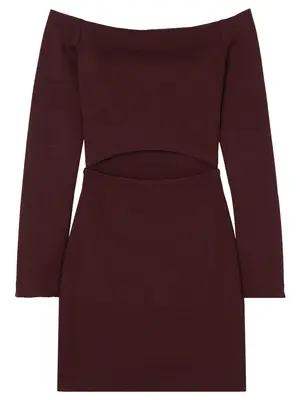 Gauchere Off-the-shoulder Cutout Mini Dress - Burgundy
