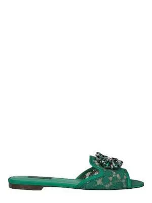Dolce & Gabbana Sandals In Viscose, Silk, Cotton, And Polyamide Green