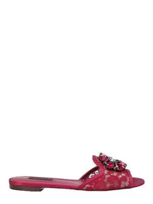 Dolce & Gabbana Sandals In Viscose, Silk, Cotton, And Polyamide Red