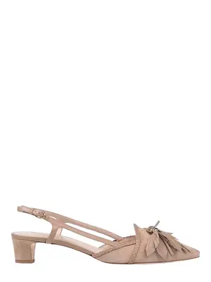 TOD'S Slingback Pumps With Tassels Beige