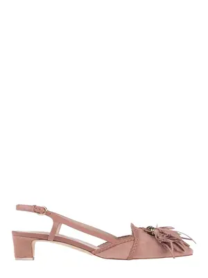 TOD'S Slingback Pumps With Tassels Pastel Pink