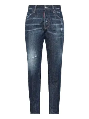 Dsquared2 Jeans In Cotton, Elastane, Cow Leather, And Glass - Blue