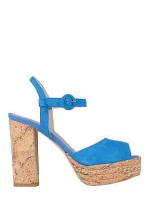 LE SILLA Sandals In Leather Blue