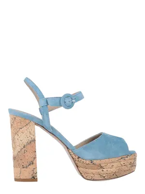 LE SILLA Sandals In Leather Sky Blue
