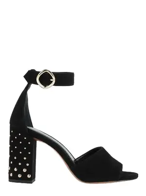 Maje Leather Block Heel Sandals - Black