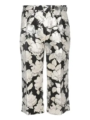 Dolce & Gabbana Floral Brocade Cropped Pants - Black