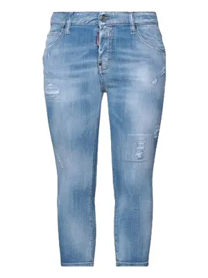 Dsquared2 Skinny Jeans With Leather Trims - Blue