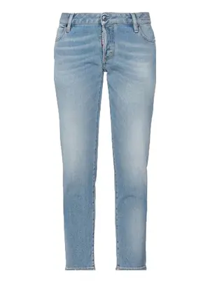 Dsquared2 Skinny Jeans With Leather Trims - Blue