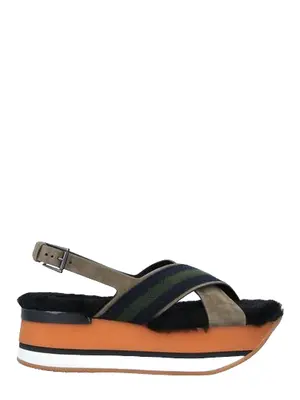 HOGAN Leather Wedge Sandals