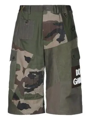 Dolce & Gabbana Military Patchwork Cargo Bermuda Shorts - Green