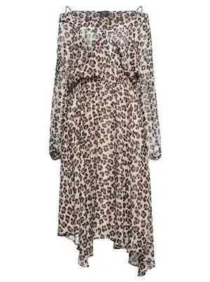 LIU •JO Leopard-print Crepe Midi Dress - Beige