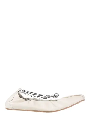 VIC MATIE Leather Ballet Flats Ivory